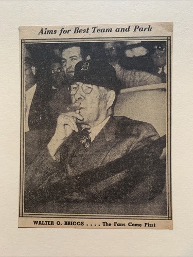 Walter Briggs Detroit Tigers "The Fans Come First" 1951 Baseball 4X5 ...