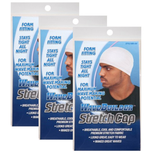 Wavebuilder Stretch Cap, White, 3 Pack | eBay