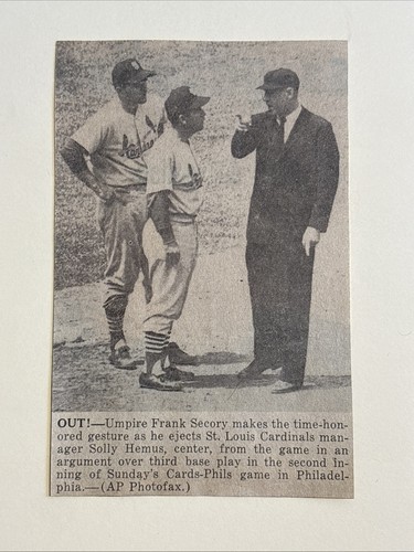 Solly Hemus Ejected Frank Secory Cardinals 1961 Hutchinson KS Baseball ...