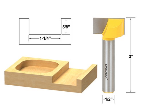 1-1/4" Diameter Bottom Cleaning Router Bit - 1/2" Shank - Yonico 14975 ...