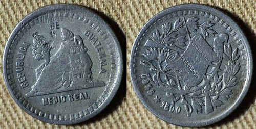 Error:Guatemala1890/8/7;9/8 1/2R XF Double Center Strike?Planchet Flaws ...