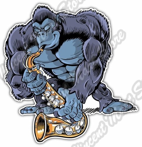 Gorilla Play Saxophone Jazz Music Car Bumper Window Vinyl Sticker Decal ...
