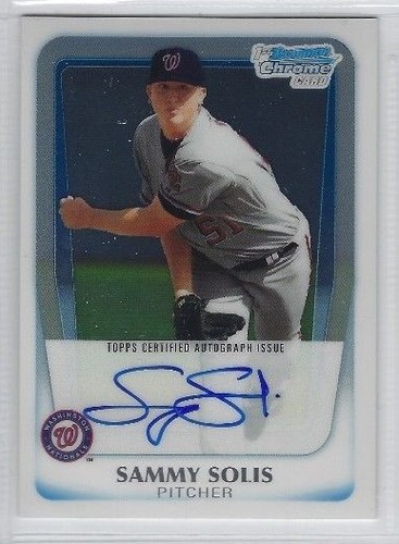 SAMMY SOLIS 2011 Bowman Chrome On Card AUTO ROOKIE RC #BCP106 Nationals ...