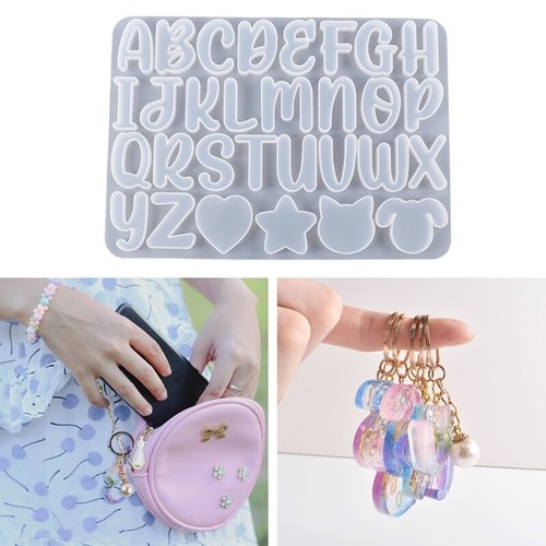 Glossy Letter Shape Silicone Mold DIY Keychain Pendant Resin Keychain ...