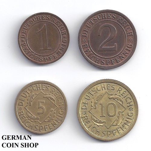 Set 1, 2, 5 And 10 Reichspfennig 1924 - 1936 German Reich - Weimar ...