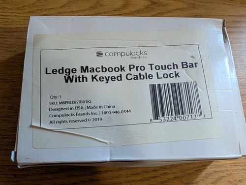 Ledge Macbook Pro Touch Bar With Keyed Black Cable Lock w/ Lock Slot ...