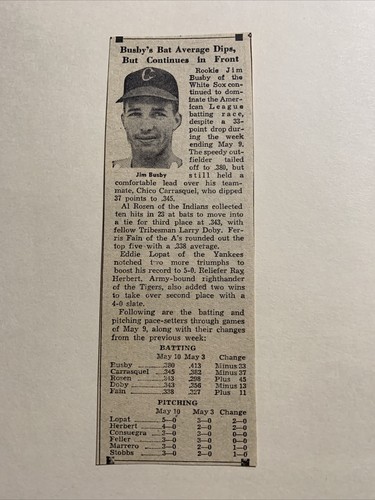 Jim Busby Chicago White Sox 1951 Sporting News Baseball 2X6 Panel | eBay