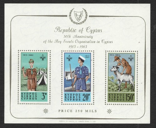 50th Anniversary of the Boy Scouts Cyprus 1913-1963 mini-sheet. Very ...
