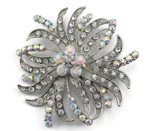 Clear Fancy Austrian Rhinestone Crystal Floral Bridal Wedding Brooch ...