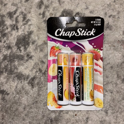 ChapStick 3 Pack Lip Balm Fruit Cream Collection Peach Strawberry ...