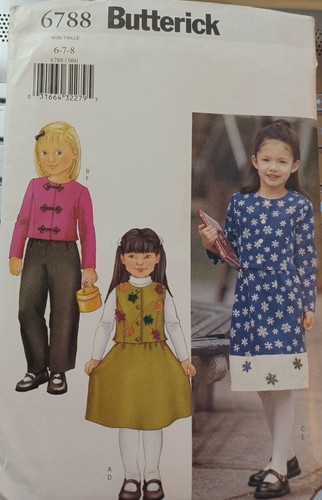 Butterick pattern 6788 Girls' lined Jacket, Vest, Skirt & Pants sz 6, 7 ...