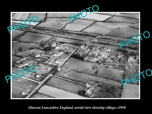 OLD LARGE HISTORIC PHOTO GLASSON LANCASHIRE ENGLAND VILLAGE AERIAL VIEW ...