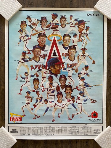 1980 California Angels Baseball Schedule Poster In N Out Burger | eBay