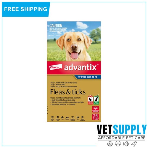 Advantix For Extra Large Dogs Over 25Kg (Blue) 6 Pack Fleas, ticks ...