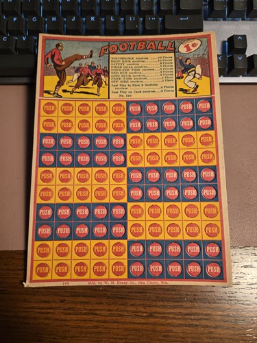 VINTAGE PUNCH BOARD CARD FOOTBALL 1 CENT UNPUNCHED GAME W. H. BRADY | eBay