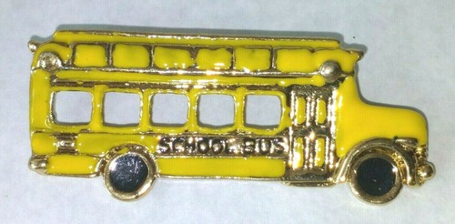 Yellow School Bus Pin Brooch Gold Tone 2 1/2" Cute | eBay