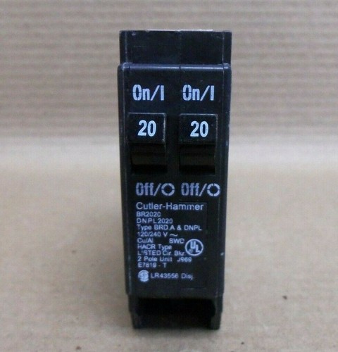Eaton Cutler Hammer BR BR2020 2 Pole 20 Amp 120/240 V Twin Silk Circuit ...