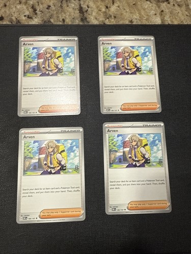 4x Arven Playset x4 186/197 Obsidian Flames Uncommon Trainer NM Pokemon ...