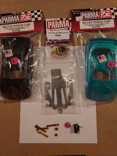 Parma FLEXI chassis 16D Motor 2 new body's Mid-America 1/24 Scale Slot ...