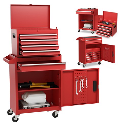 Tool Organizer Large Capacity Tool Chest& Cabinet 4-Wheel Rolling ...