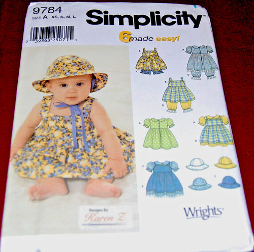 Simplicity Pattern # 9784 - Infants Dress, Pinafore, Panties - Size XS ...