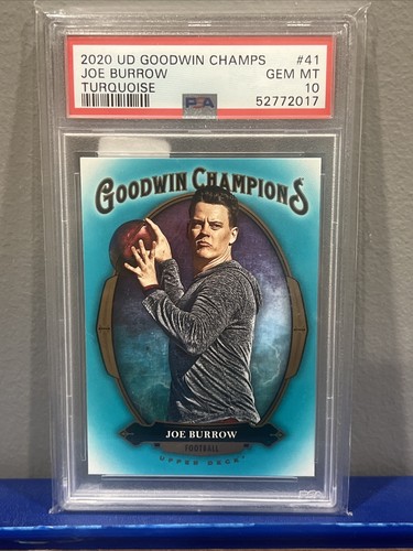 2020 Upper Deck Goodwin Champions Joe Burrow #41 Turquoise RC PSA 10 ...