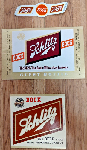 Two Unused (1939 & 1949) Schlitz BOCK Beer Labels from Jos. Schlitz ...