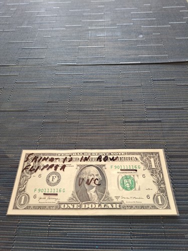 2017A $1 Dollar Fancy Serial Number Bill(F90111116G) 5 1's Together ...