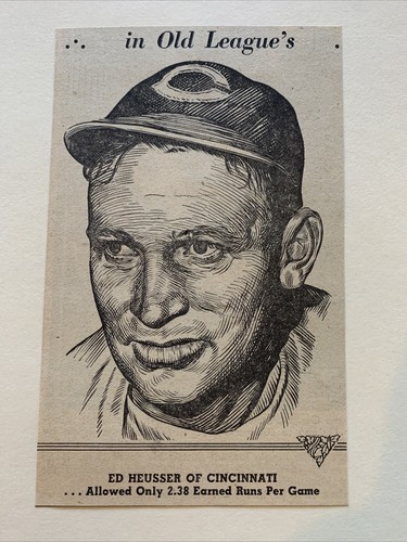 Ed Heusser Cincinnati Reds 1945 Baseball 4X6 Sketch RARE! | eBay