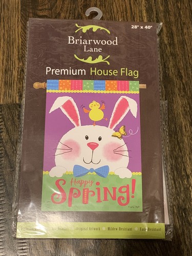 Happy Spring Rabbit House Flag 28" x 40" Briarwood Lane | eBay