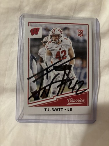 2017 Panini Classics T.J. WATT Rookie Auto (Through the Mail) Wisconsin ...