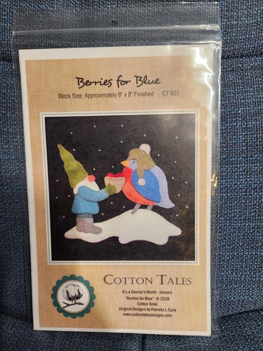 Cotton Tales Wool Applique Quilt Block Pattern-Berries For Blue 8"x 8 ...