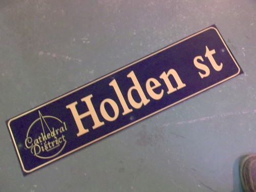 Vintage HOLDEN ST Cathedral District Street Sign 36" X 9" - GOLD on ...