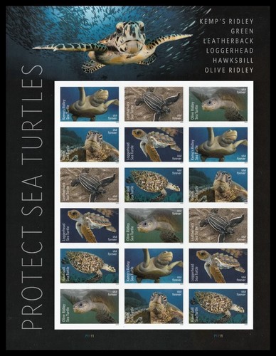 PROTECT SEA TURTLES Imperforate NDC NO DIE CUT PANE OF 12 Forever ...
