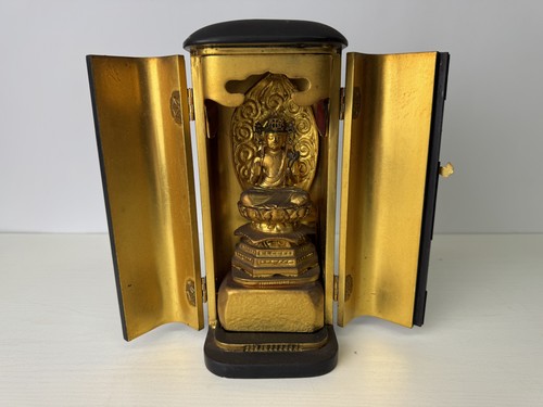 Y9313 STATUE Buddha figurine shrine Buddhist art Japan antique figure ...