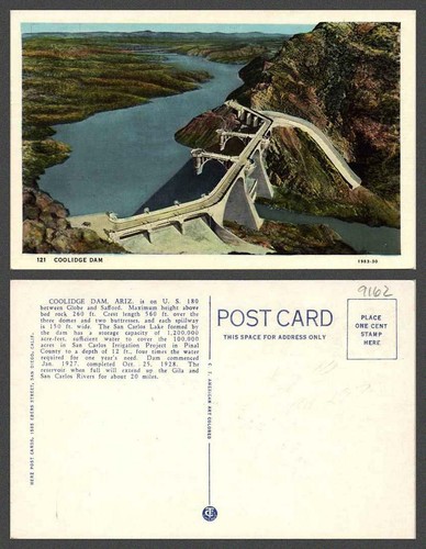 ARIZONA Coolidge Dam VINTAGE POSTCARD | eBay