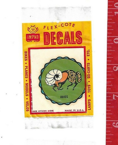 Vintage IMPKO flex-cote water transfer decal zodiac sign aries | eBay