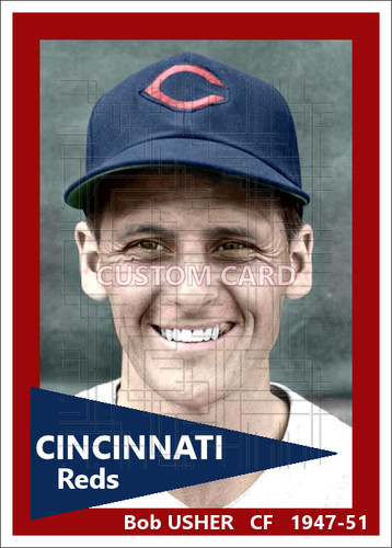 Bob Usher - c. 1947-51 Cincinnati Reds - 2.5 x 3.5 custom card (blank ...