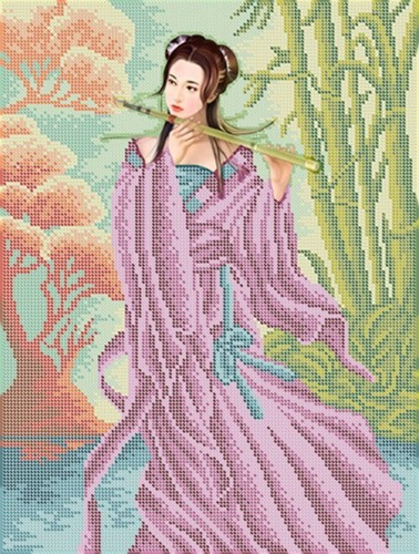 DIY Bead embroidery kit Lady with the flute Bead needlepoint Bead cross ...