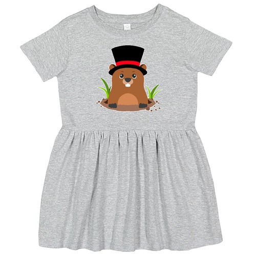 Inktastic Groundhog Day With Groundhog In Top Hat Toddler Dress Animal ...