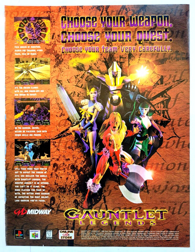 1999 GAUNTLET LEGENDS PlayStation Nintendo 64 Video Game = Promo Art ...