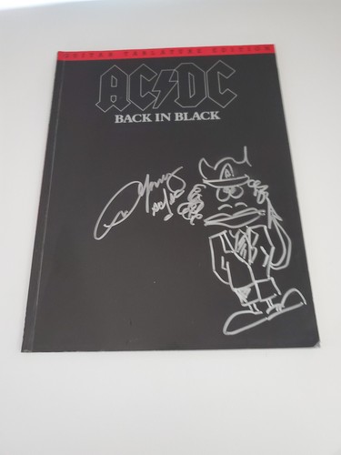 AC/DC angus young autographed Back in Black guitar tablature w/devil ...