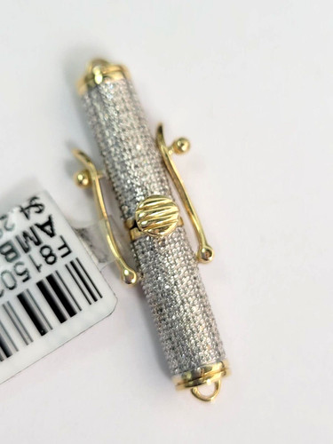 10K Yellow Gold Diamond Box Clasp Barrel Accessory 5MM Pave Set Double ...