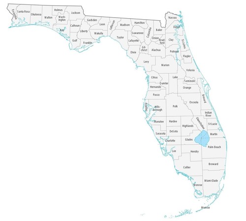 Florida County Map GLOSSY POSTER PICTURE PHOTO PRINT BANNER 12011 | eBay