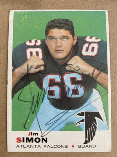 1969 Topps #184 Jim Simon AUTOGRAPHED AUTO SIGNED Card Atlanta Falcons ...
