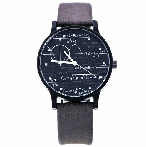 Modern Novelty Wrist Watches w/Math Equations on Dial & Leather Bands ...