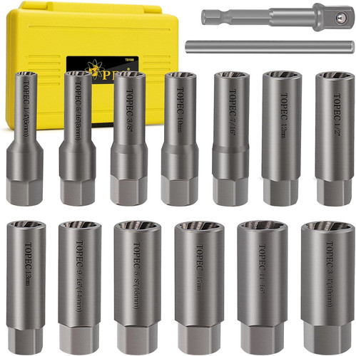 15-Piece Deep Bolt Extractor Kit for Stripped and Damaged Nuts and ...