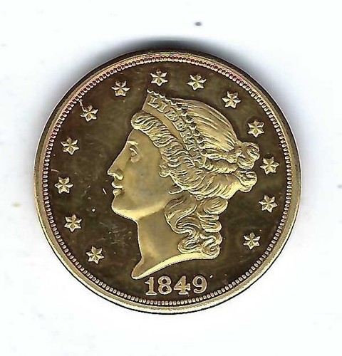 1849 USA LIBERTY HEAD GOLD PLATED $1 ONE DOLLAR SOUVENIR COIN MEDAL ...