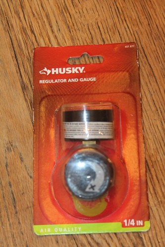 Husky 1/4 in. Black Air-Compressor Regulator with Gauge Air Tools ...