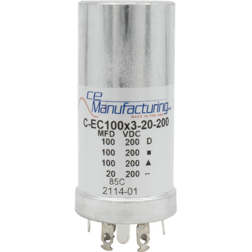 Capacitor, CE Mfg., 200V, 100/100/100/20µF, Electrolytic | eBay